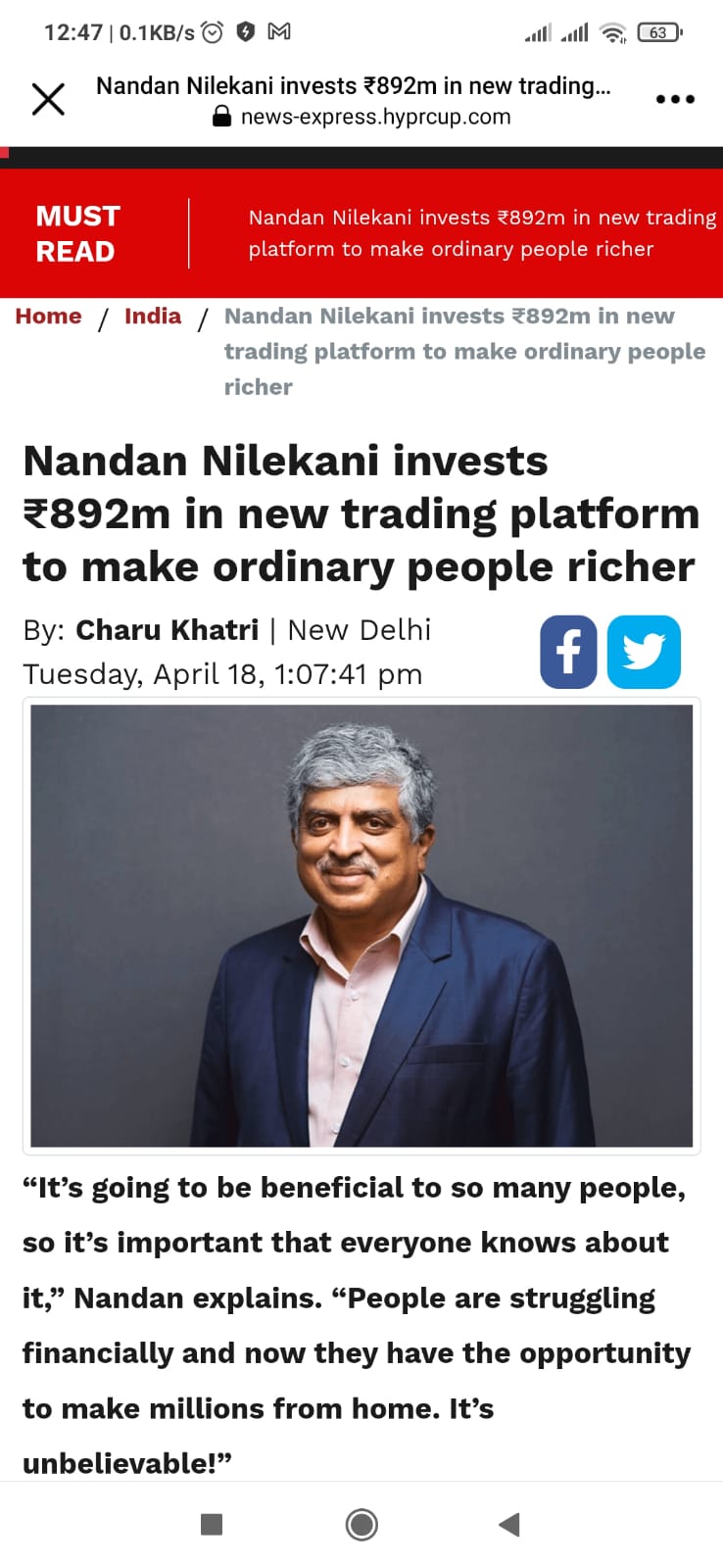 Fact Check: Nandan Nilekani Invests $892mn In Crypto Trading Platform? Here’s The Truth Behind ...