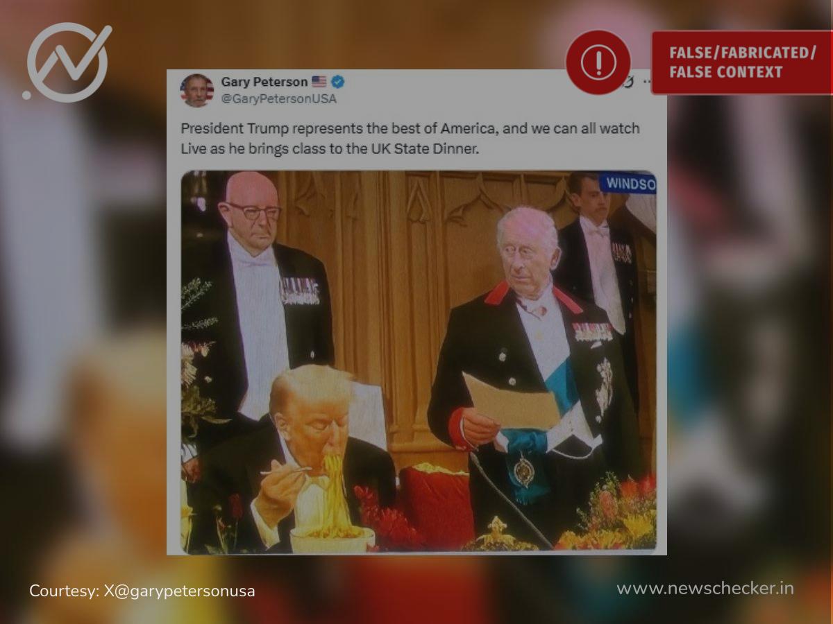 Fact Check: Fake Image Of Trump Slurping Spaghetti During King Charles ...